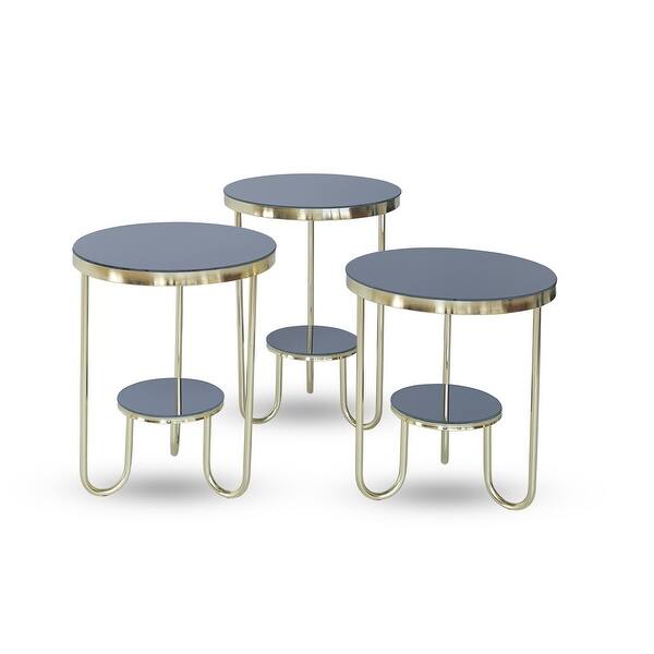 Sasao Modern Oval Nesting Table With Metal Leg, Glass Top - 18" x 24" x 18" - Bed Bath & Beyond ...